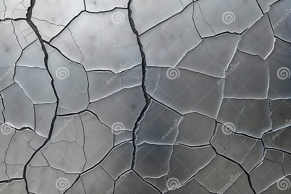 A Close-up of a Cracked Metal Surface. the Cracks are Sharp and Well ...