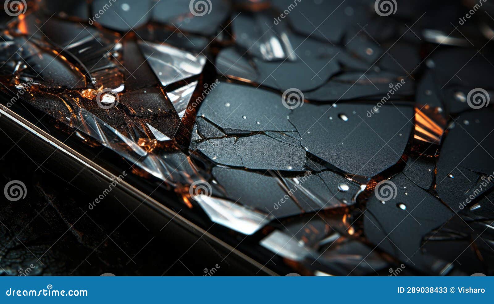 Cracked Phone Screen Shatters Into Pieces. Broken Smartphone Split By ...
