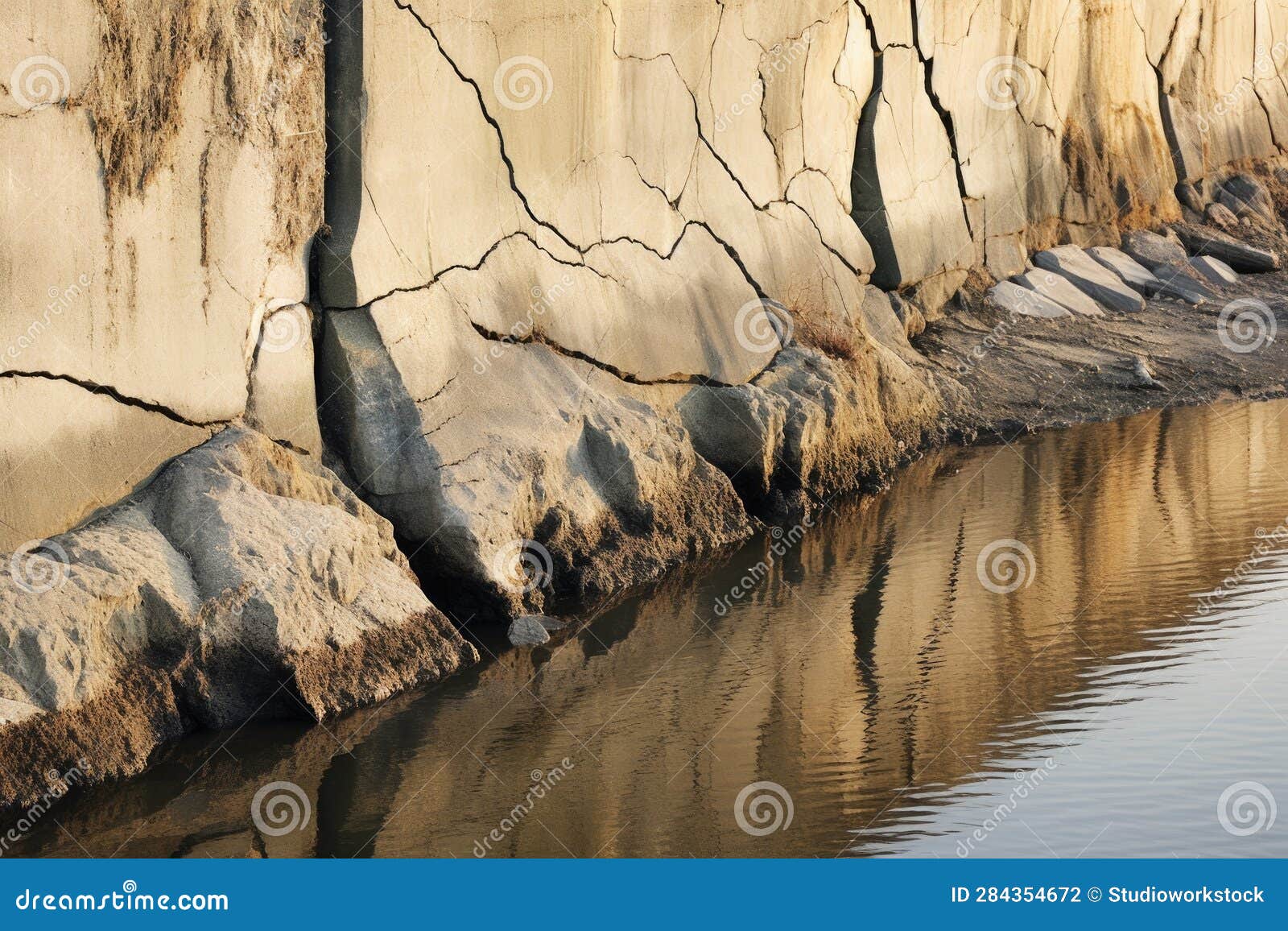 Close-up of Cracks in the Levee Structure, Water Seeping through Stock ...