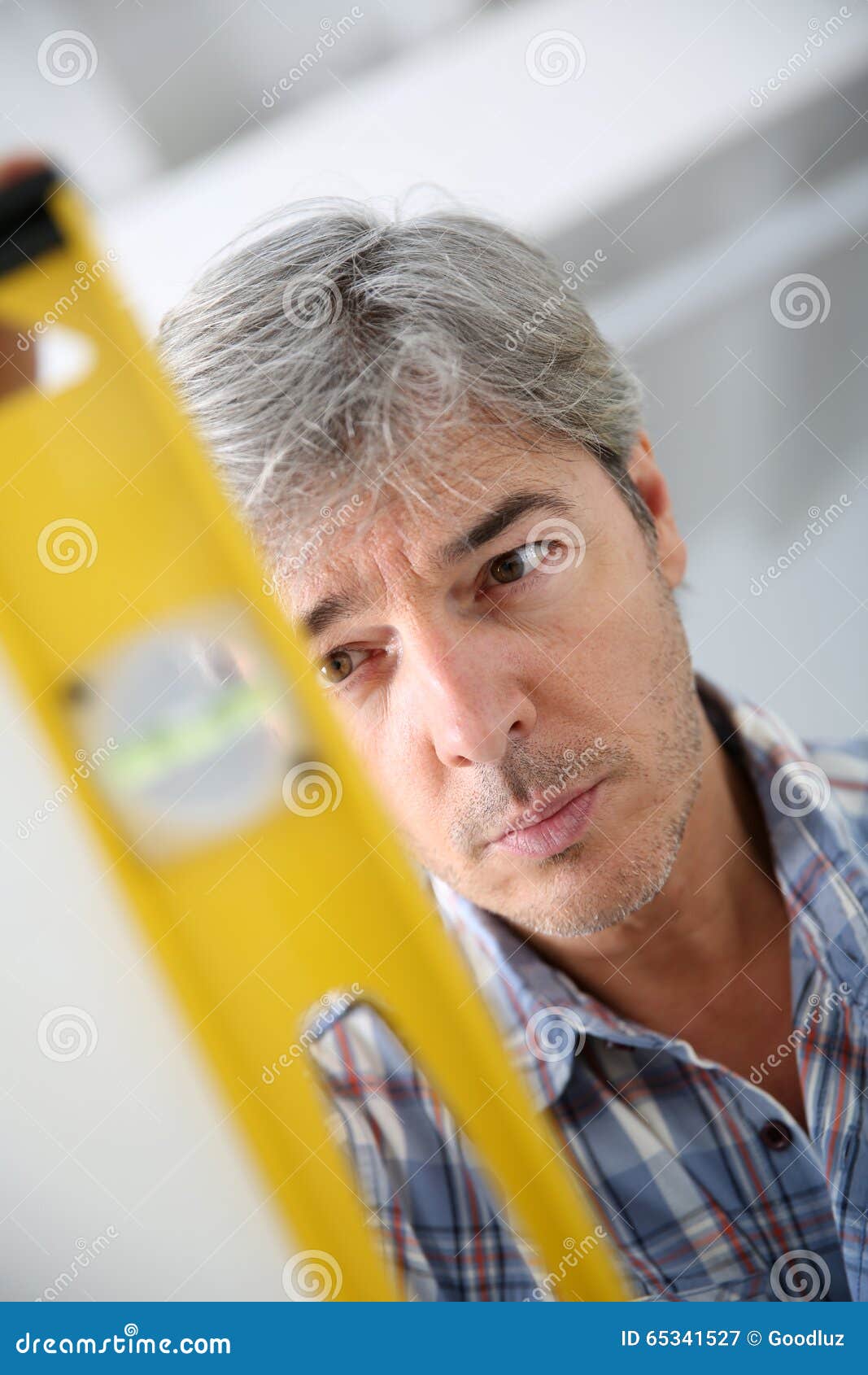 Close-up of Craftsman Using Level Stock Image - Image of construction ...