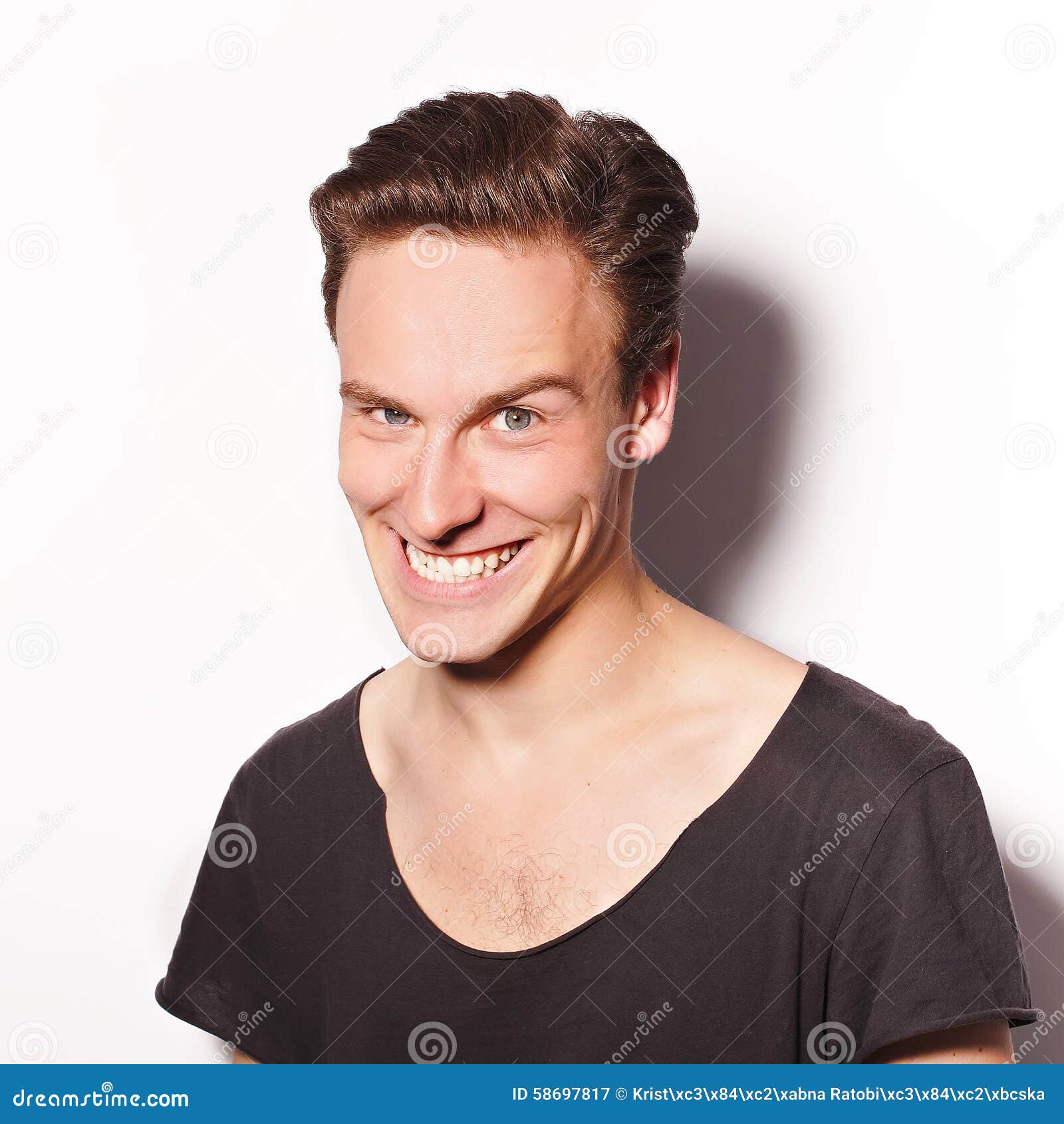 Close Up of a Crafty Young Man on White Background Stock Image - Image ...