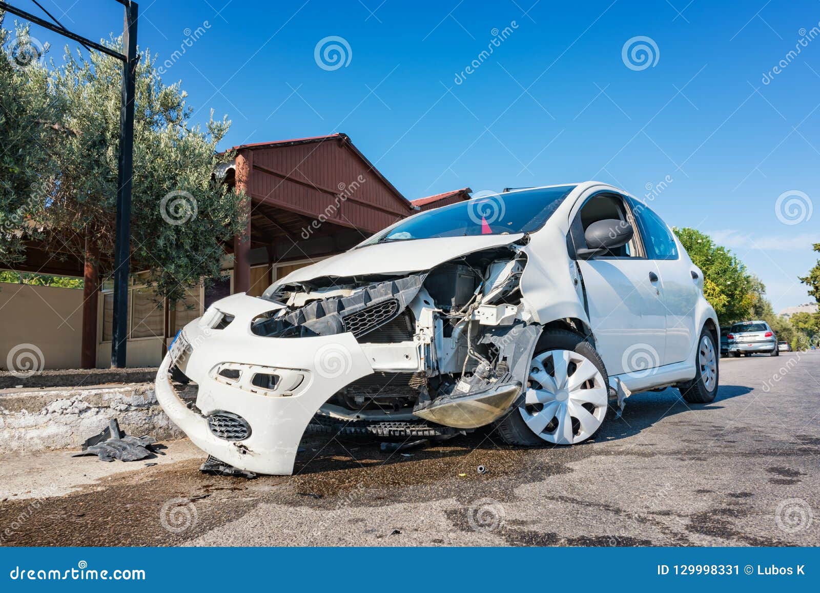 Close-up of Crashed Car after Accident on Road in City, Sunny Da Stock ...