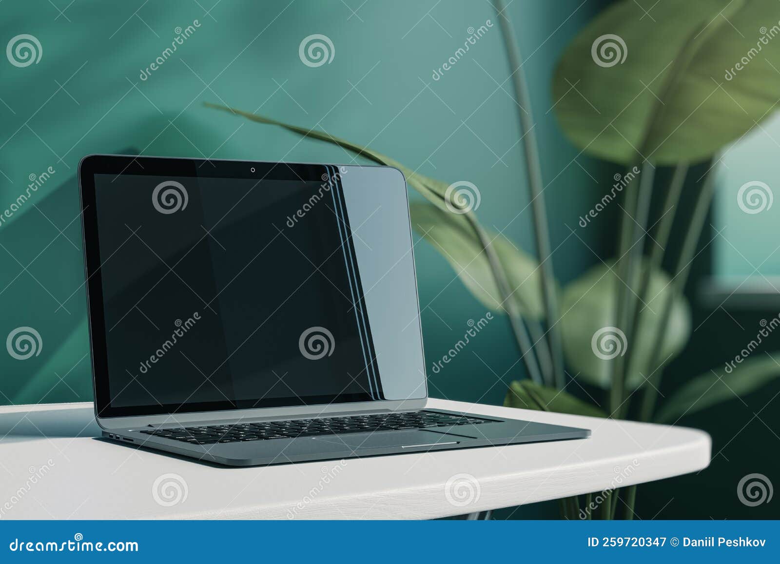 Close Up Of Creative Designer Office Desktop With Empty Laptop Screen ...