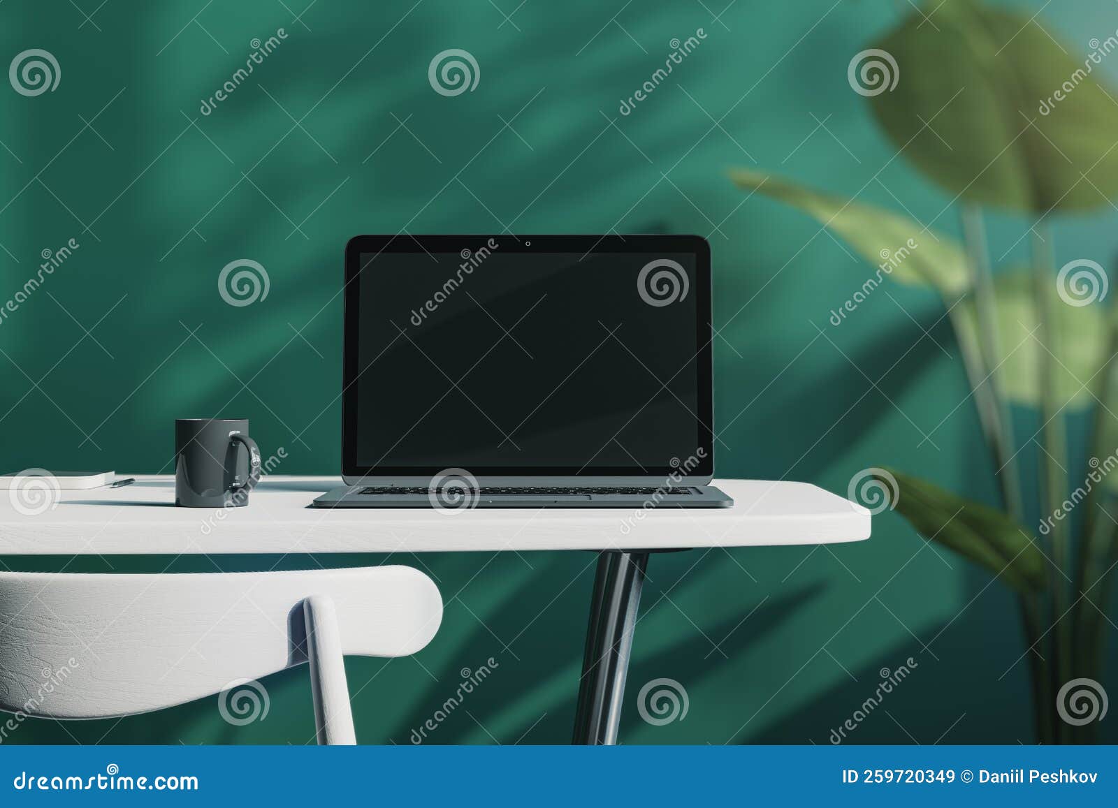 Close Up Of Creative Designer Office Desktop With Empty Laptop Screen ...