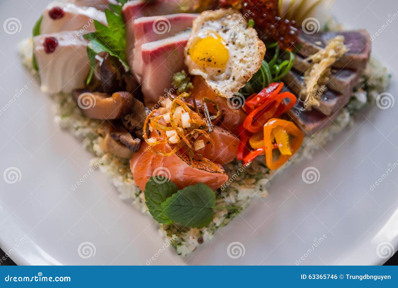 Close Up of Creative Plate of Chirashi Stock Photo - Image of adventure ...