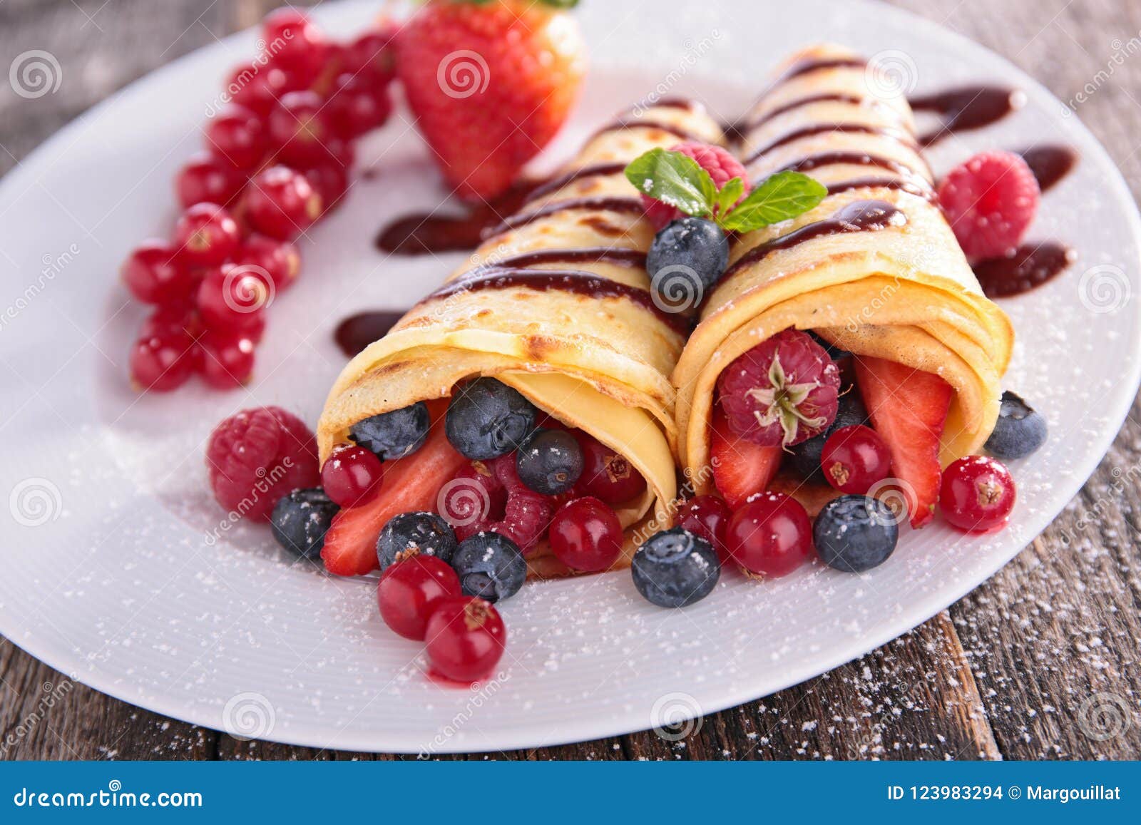 Crepe with fruit stock photo. Image of healthy, blueberry - 123983294