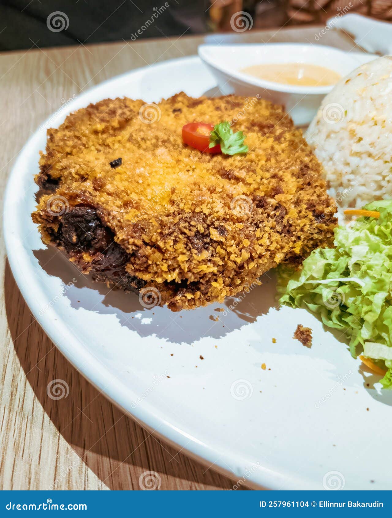 Close-up of the Crispy Chicken Chop Set that Comes with Fried Rice and ...