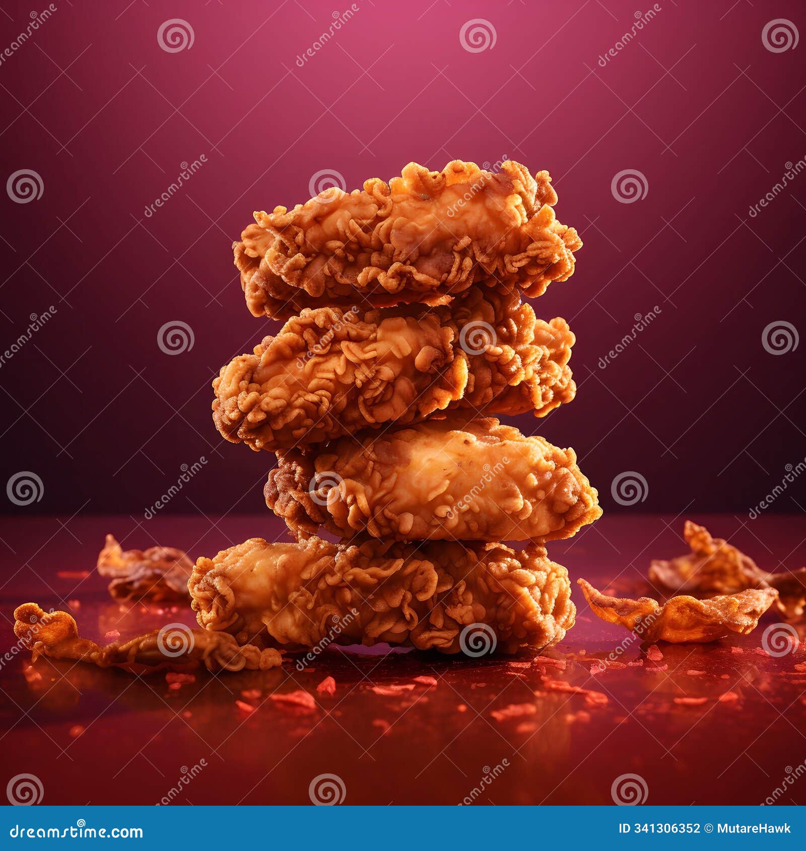 Close-up of Crispy Fried Chicken Stock Illustration - Illustration of ...