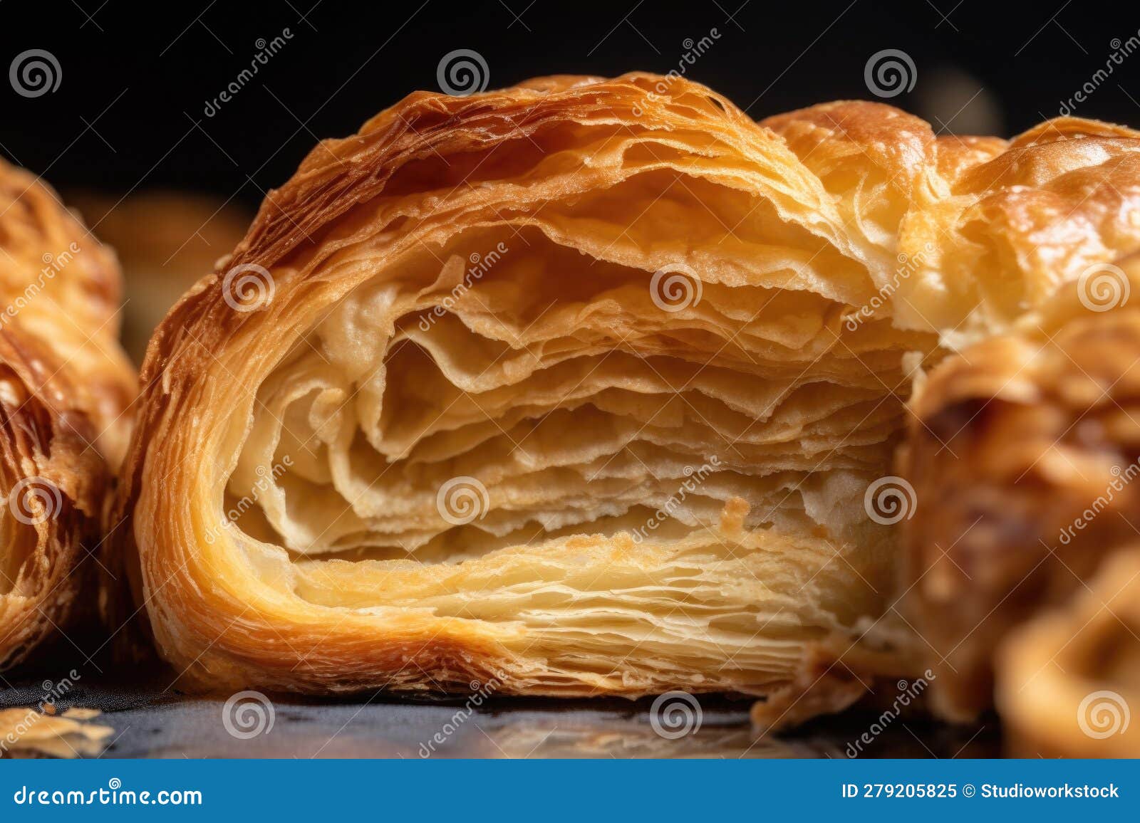 Close-up of Croissant, with Layers and Flaky Crust Visible Stock Image ...