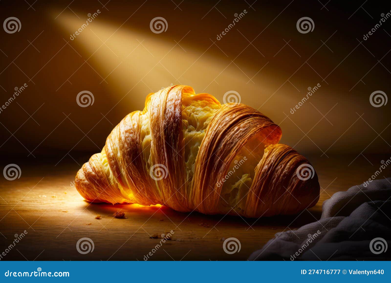 Close Up of Croissant with Light Shining on it. Generative AI Stock ...