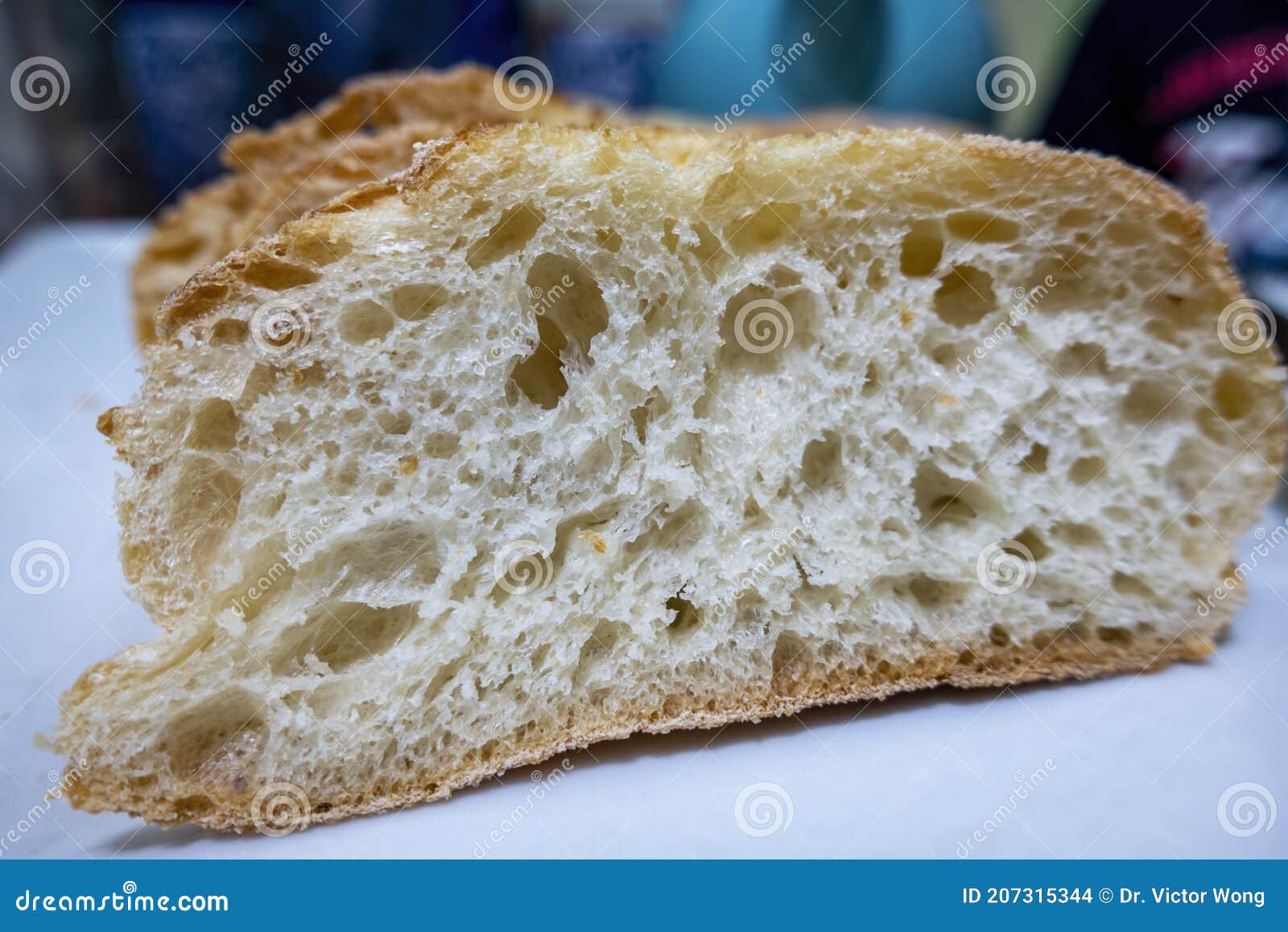 Close-up of Cross Section Pore Structure of a Slice of Fresh Homemade ...