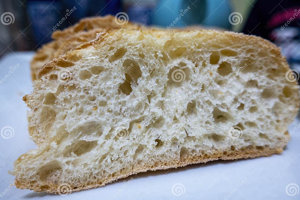 Close-up of Cross Section Pore Structure of a Slice of Fresh Homemade ...