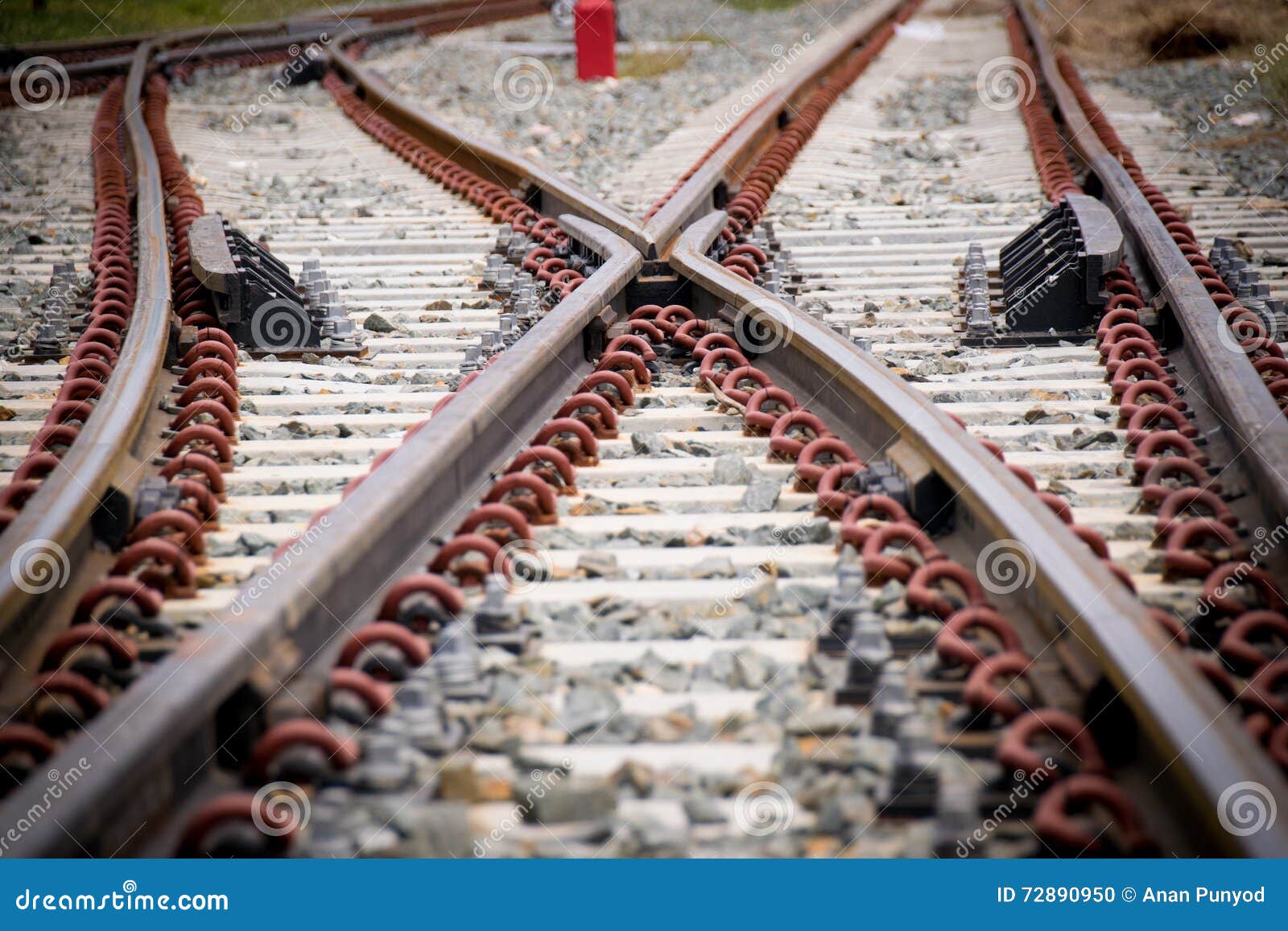 Close Up Crossroad Railway or Junction Railroad Stock Photo - Image of ...