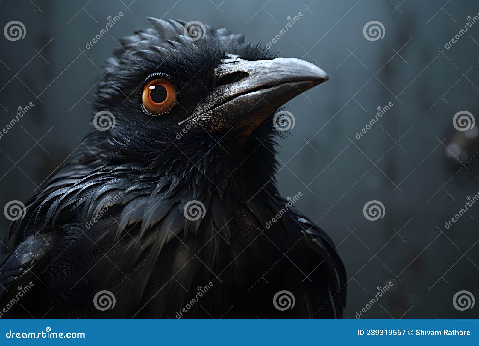 Crow Bird with Orange Eyes. AI Generated Stock Illustration ...