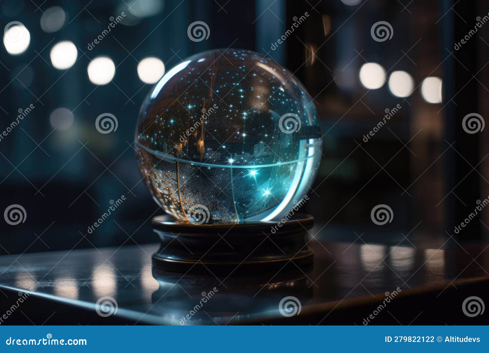 Close-up of Crystal Ball, with Stars and Galaxies Visible in the ...