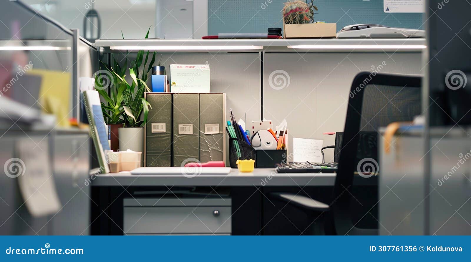 A Close-up of a Cubicle with Personal Items, but Devoid of Any Human ...