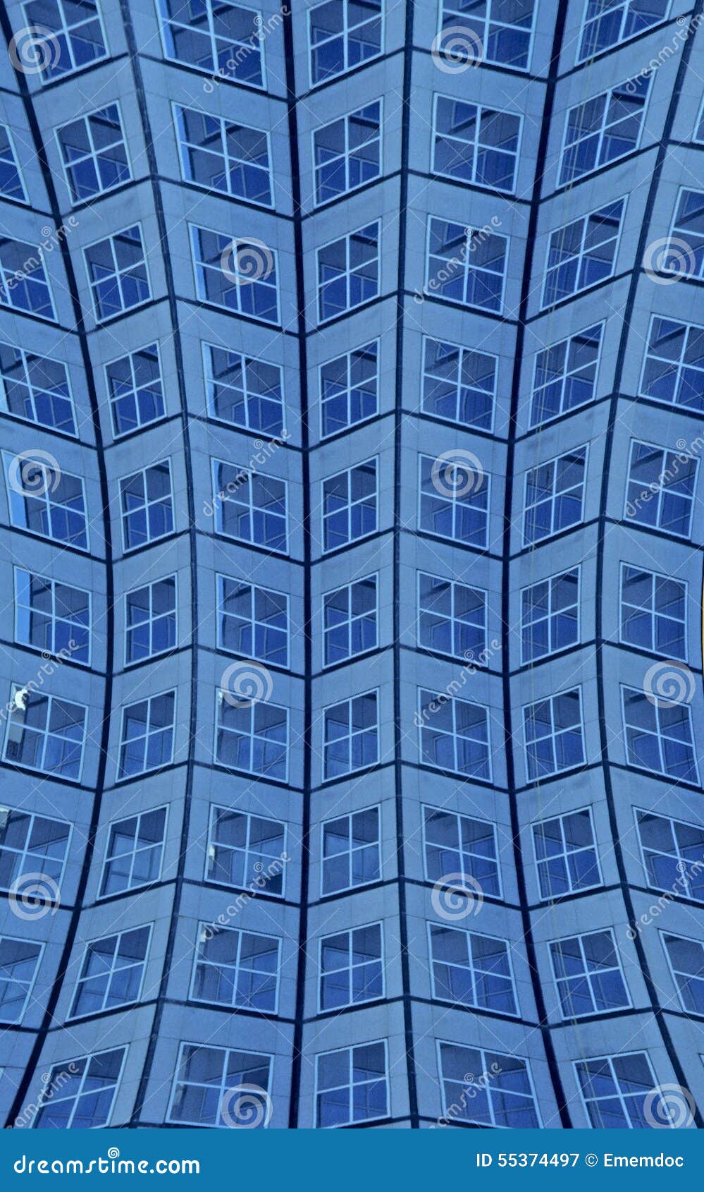 Close Up of Curved Blue High Rise Building Stock Image - Image of ...