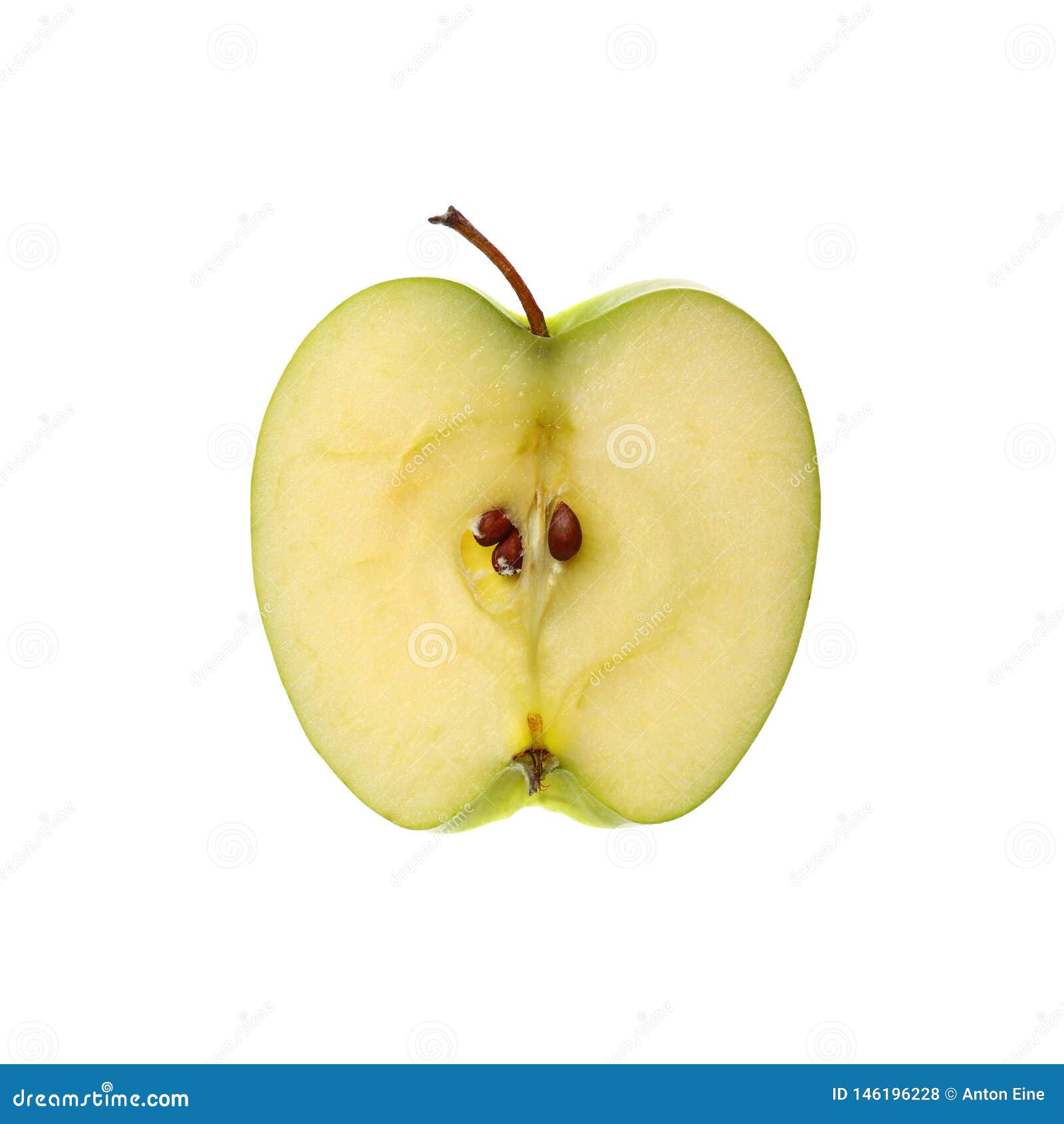 Close Up Cut Slice of Green Apple Over White Stock Photo - Image of ...