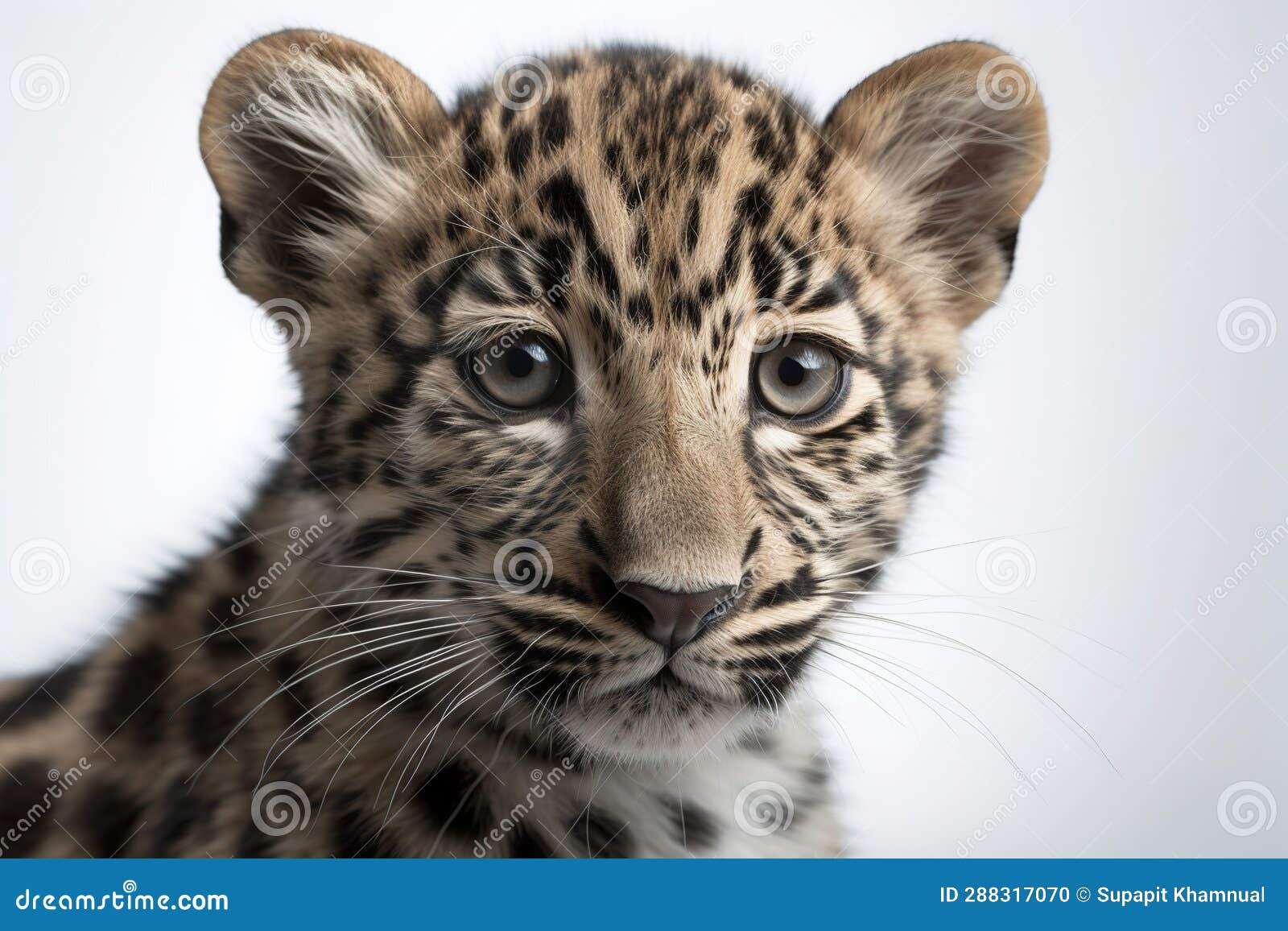 Close-up of a Cute Amur Leopard S Face on a White Background Stock ...
