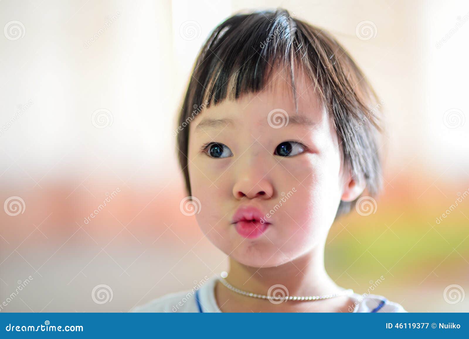 Close Up Cute Asian Girl Stock Image Image Of Emotional 46119377
