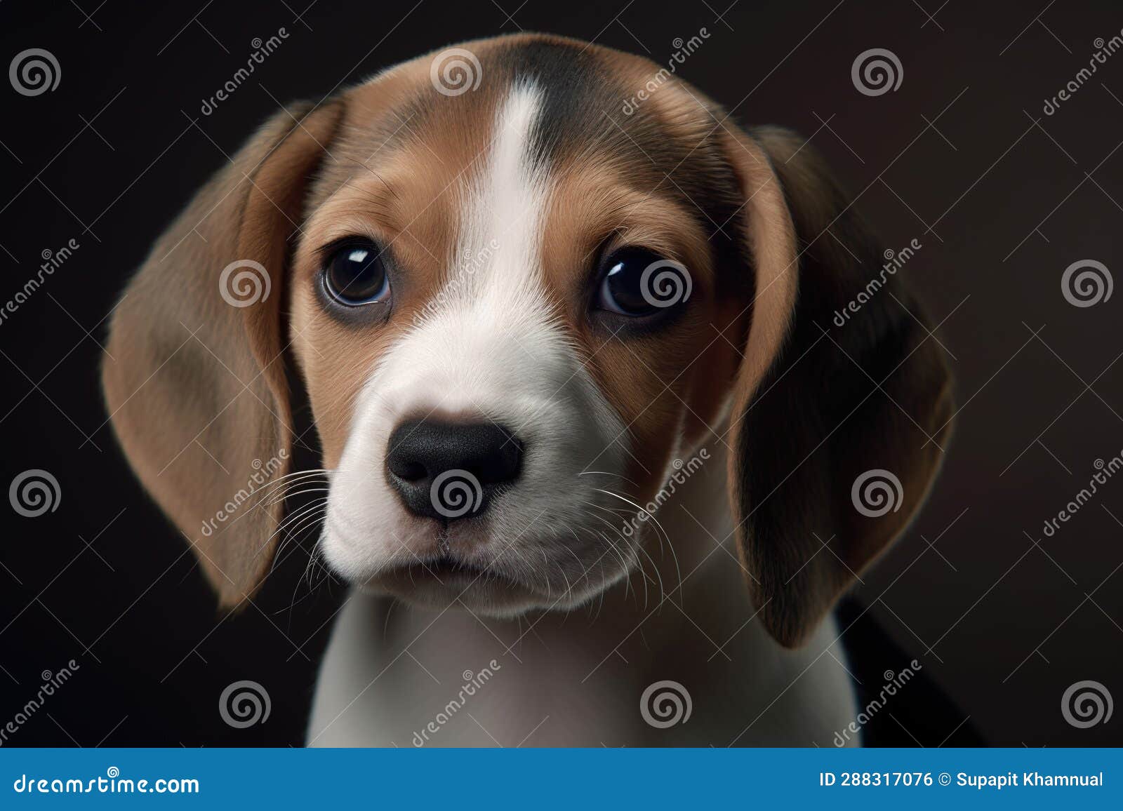 Close-up of a Cute Beagle S Face on a Dark Background Stock ...