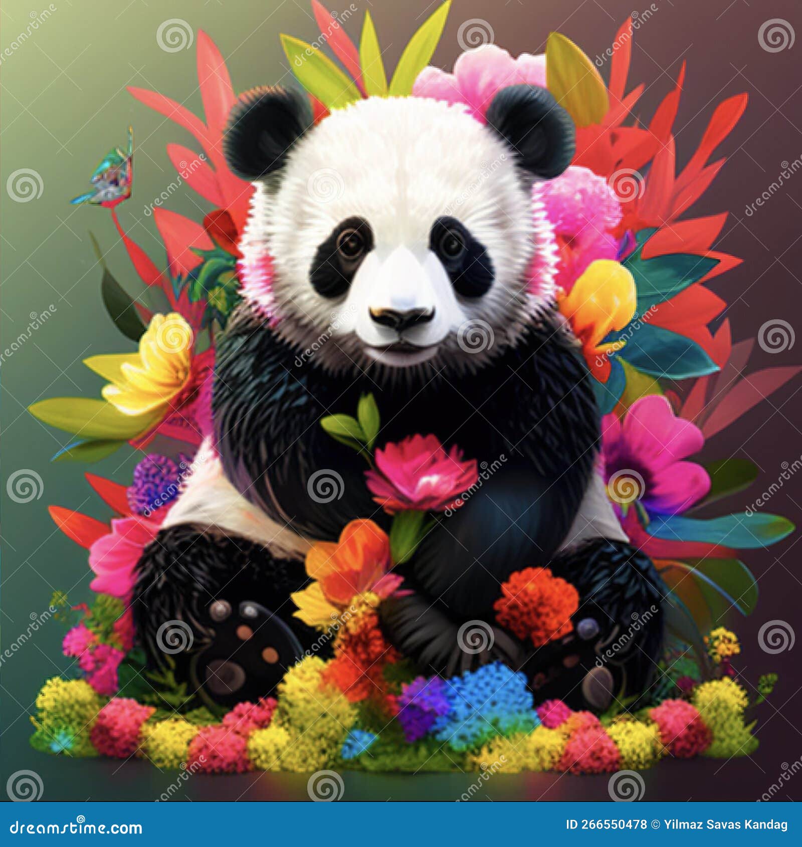 Cute Endangered Panda. Artificial Intelligence Drawing Stock ...