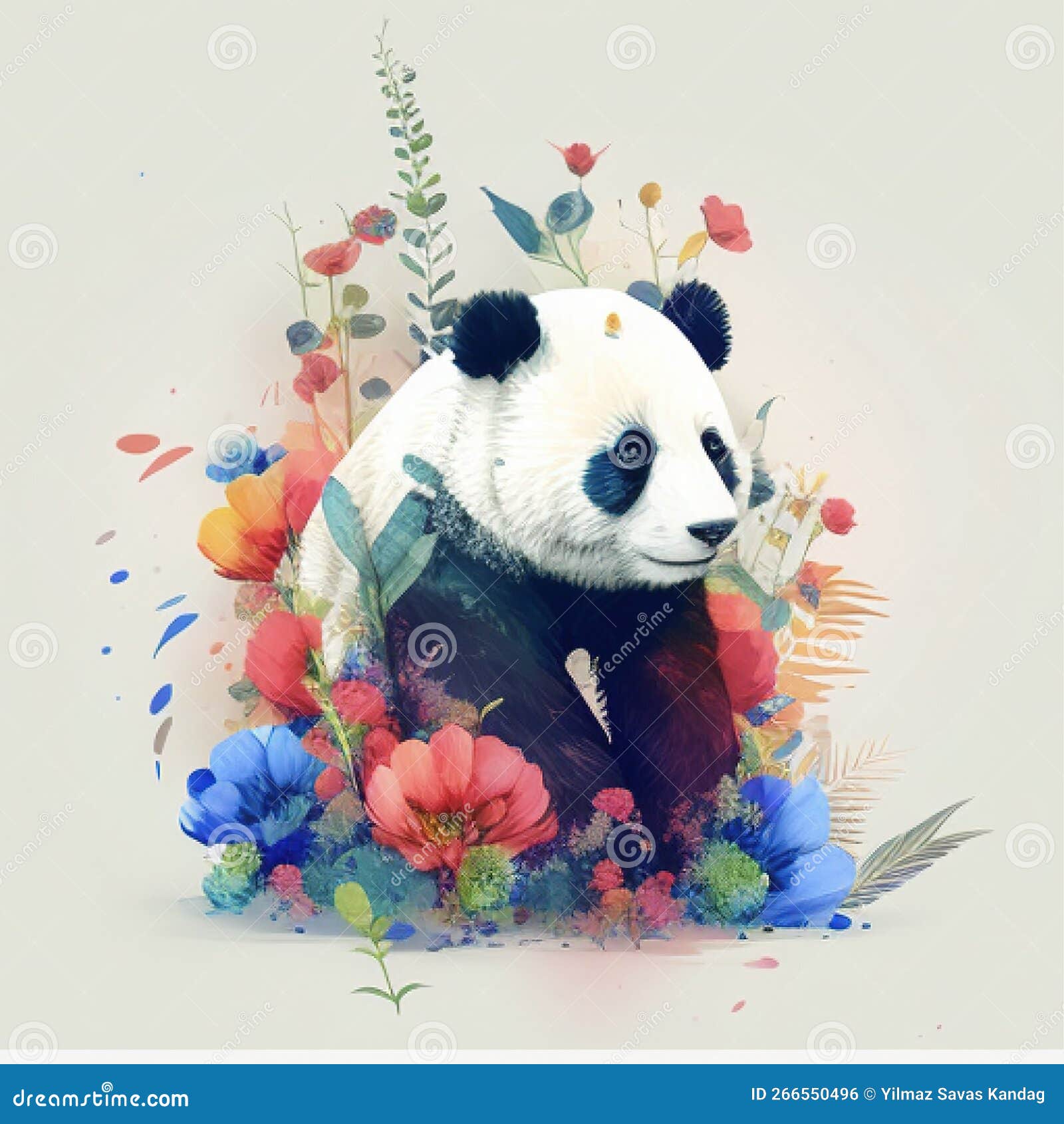 Cute Endangered Panda. Artificial Intelligence Drawing Stock ...
