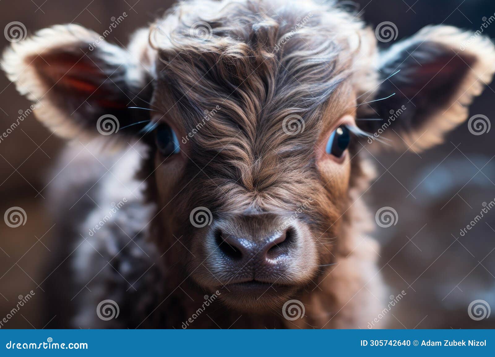 Close-up of a Cute Fluffy Calf Looking at the Camera Stock Illustration ...