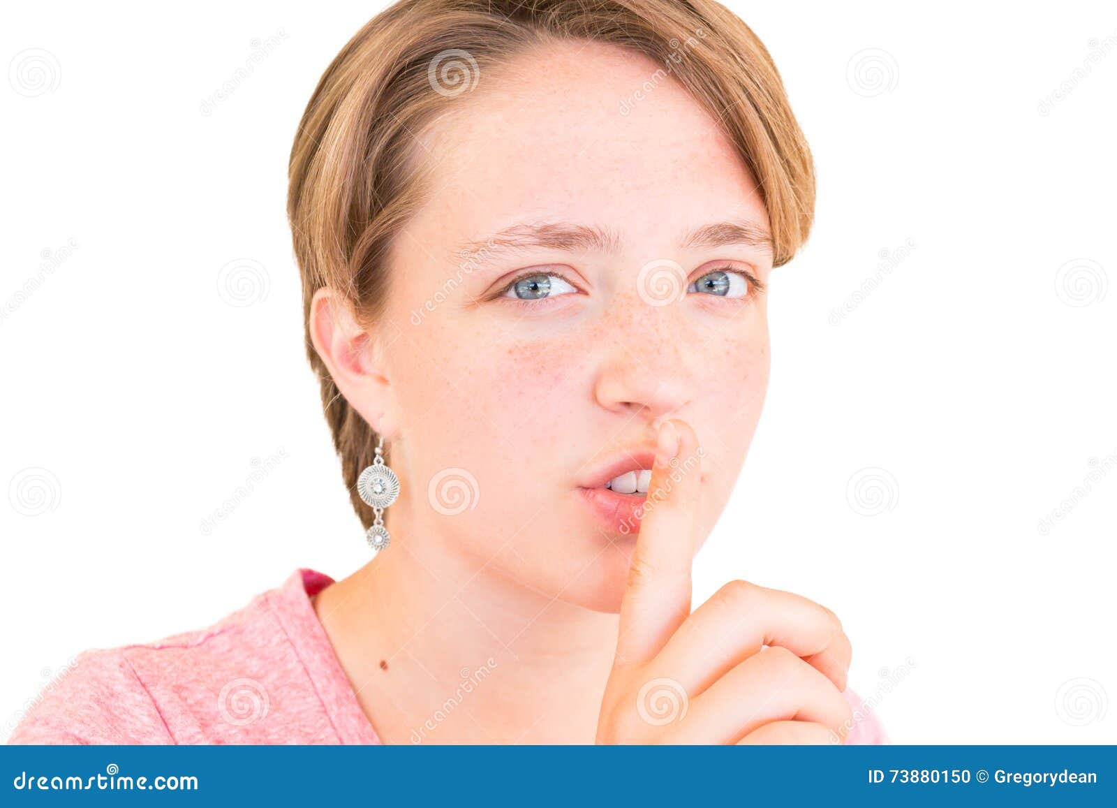 Close Up of Cute Girl Asking for Silence Stock Photo - Image of ...