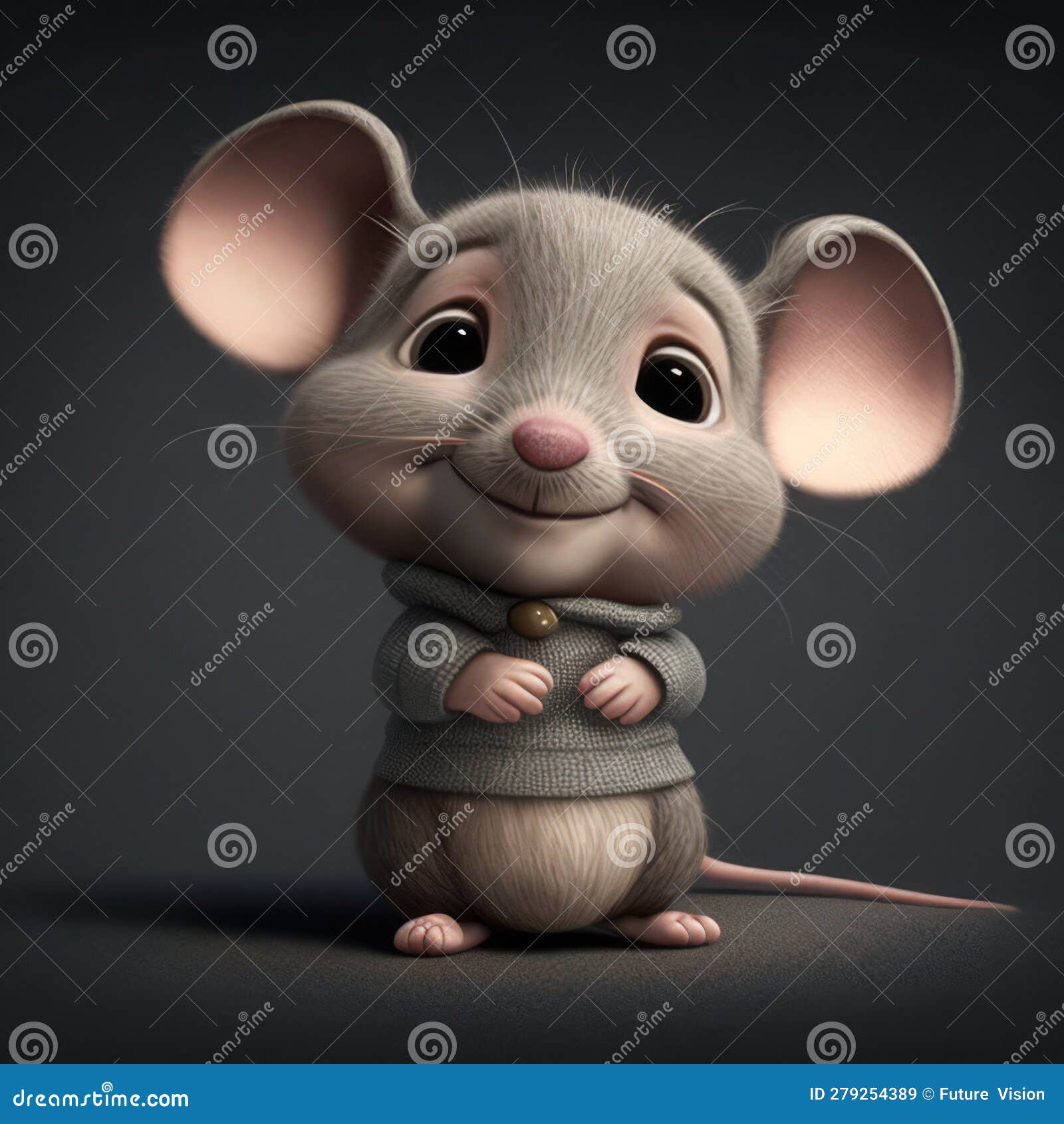 Close Up of Cute Grey Mouse on Grey Background, Created Using ...