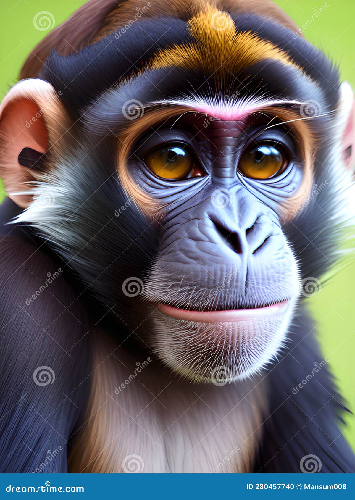 Close Up Cute Monkey Face, Ai Generated Stock Illustration ...