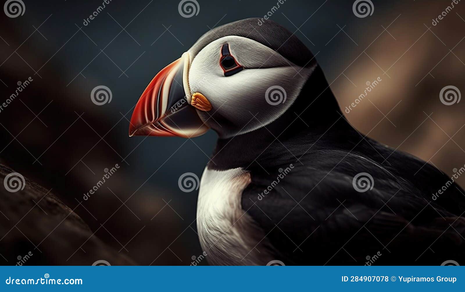 Close Up of a Cute Puffin with Multi Colored Feathers and Beak ...