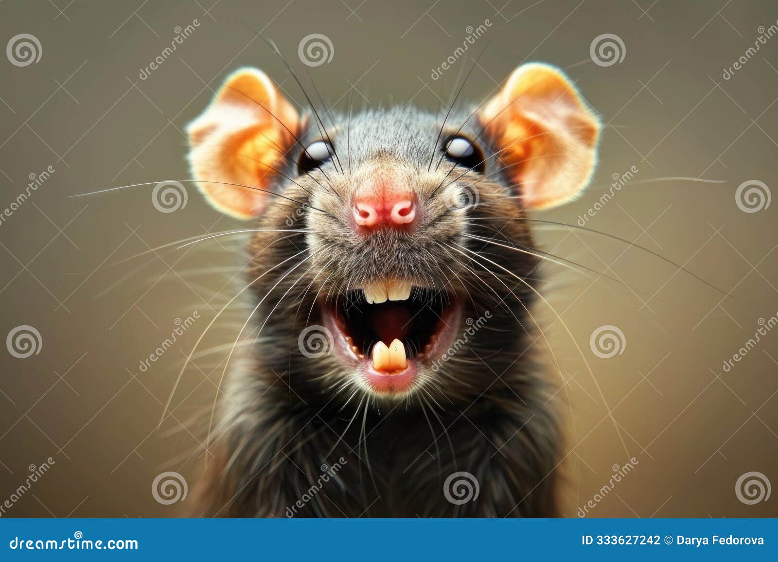 Close-Up of a Cute Rat with Open Mouth Showing Front Teeth Stock Photo ...