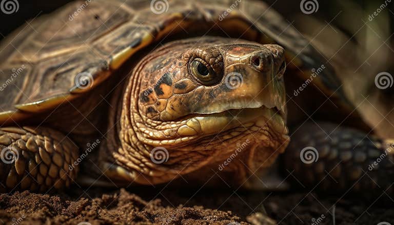 Close Up of a Cute Turtle, Its Shell Pattern is Mesmerizing Generated ...