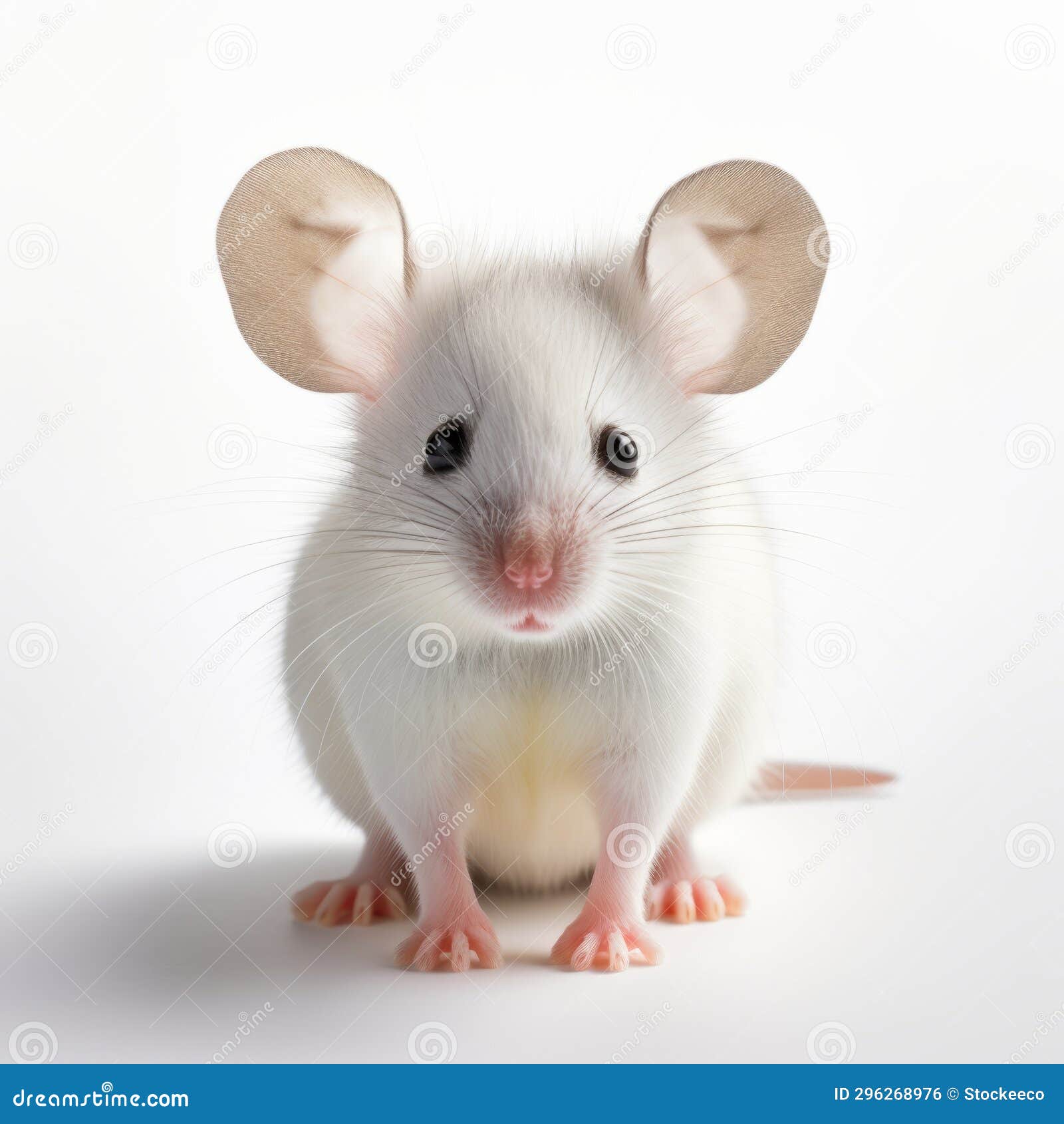 Close-up of Cute White Mouse on White Background Stock Illustration ...
