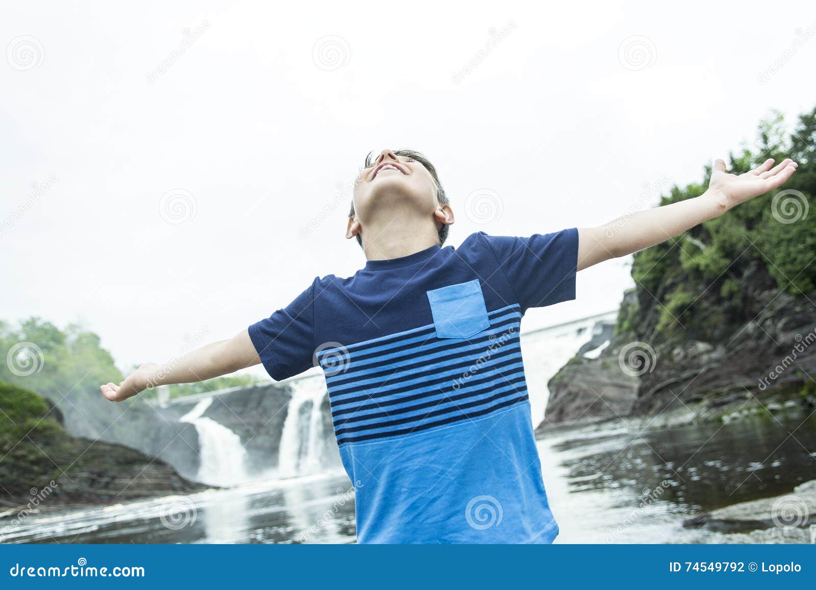 Close Up of a Cute 8 Year Old Boy Stock Photo - Image of waterfall ...