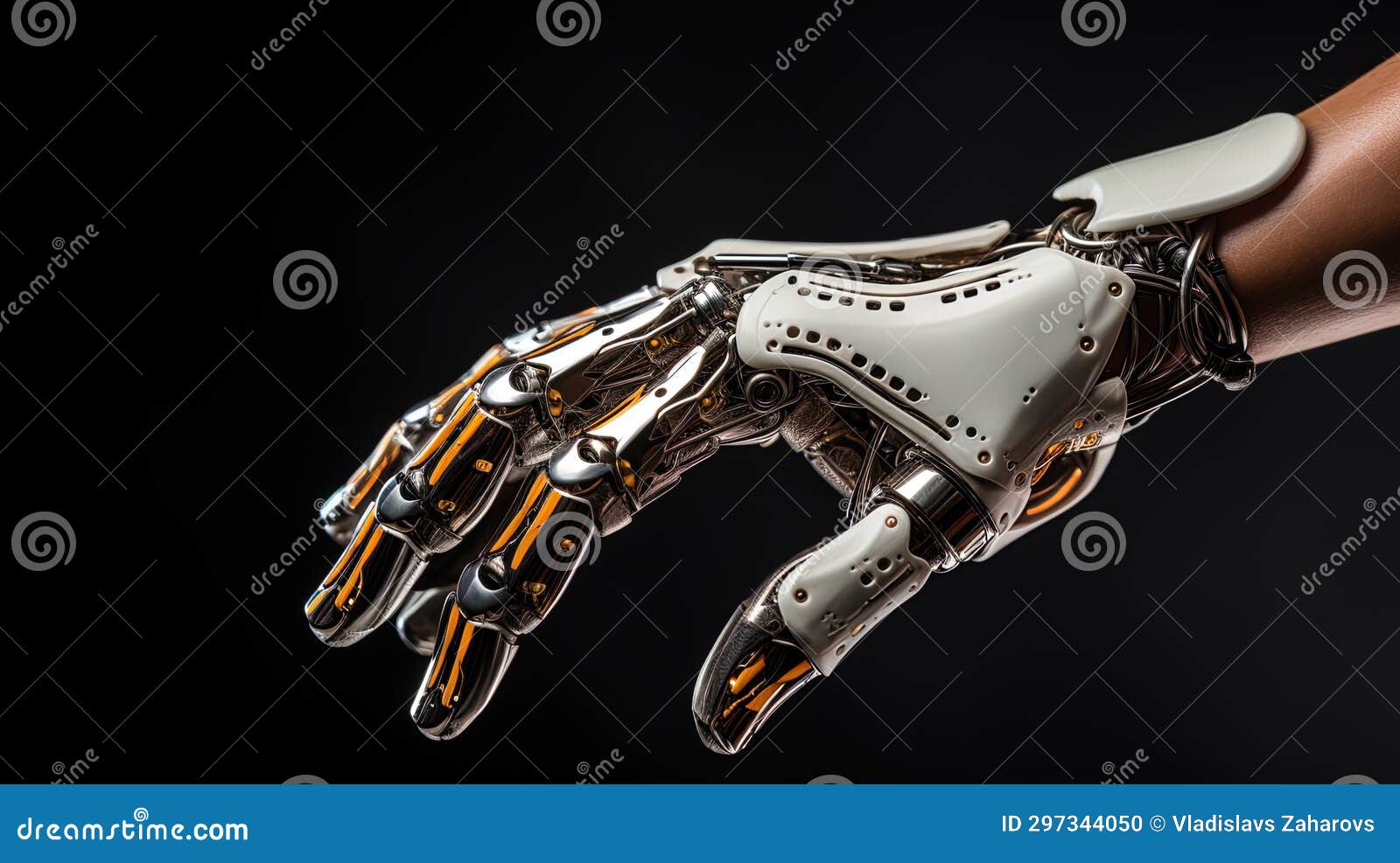 Close-up of a Cybernetic Robot Hand with Palm Stock Illustration ...