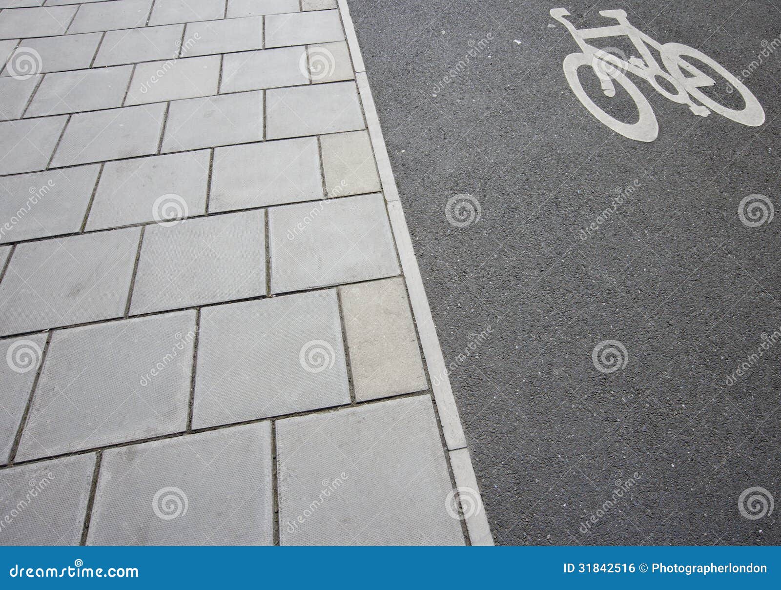 Close-Up of Cycle Lane on the Pavement Stock Photo - Image of sign ...