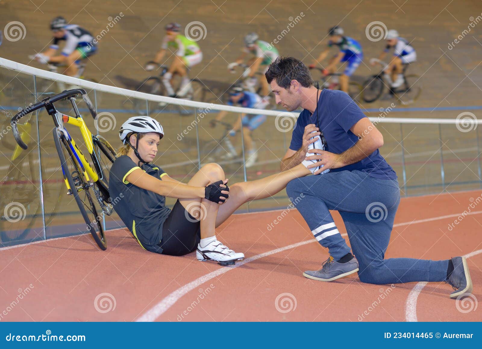 Close Up Cyclist Pulling Muscle Stock Image - Image of compete ...