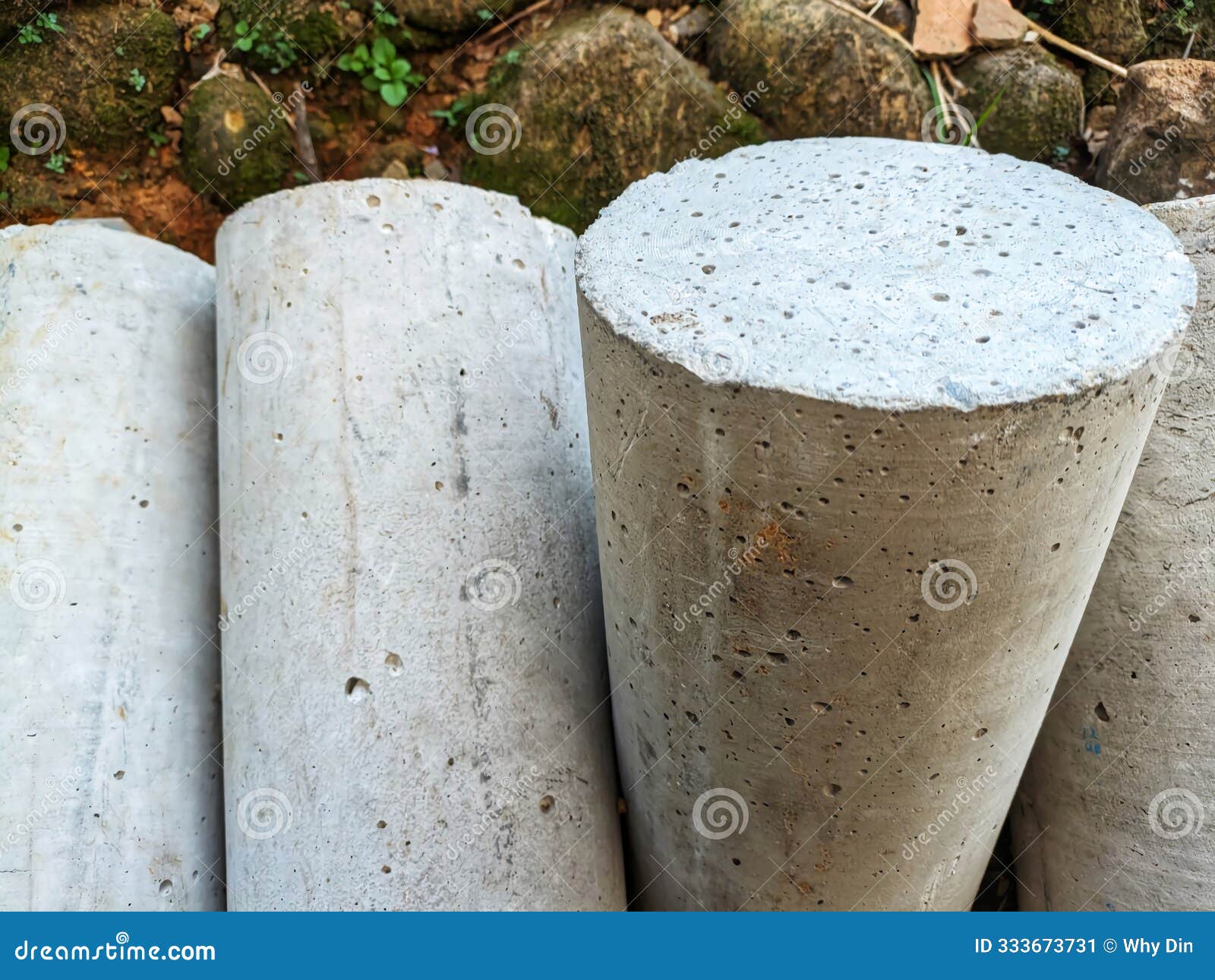 Close-up of Cylindrical Concrete Rods Used in Building Construction ...