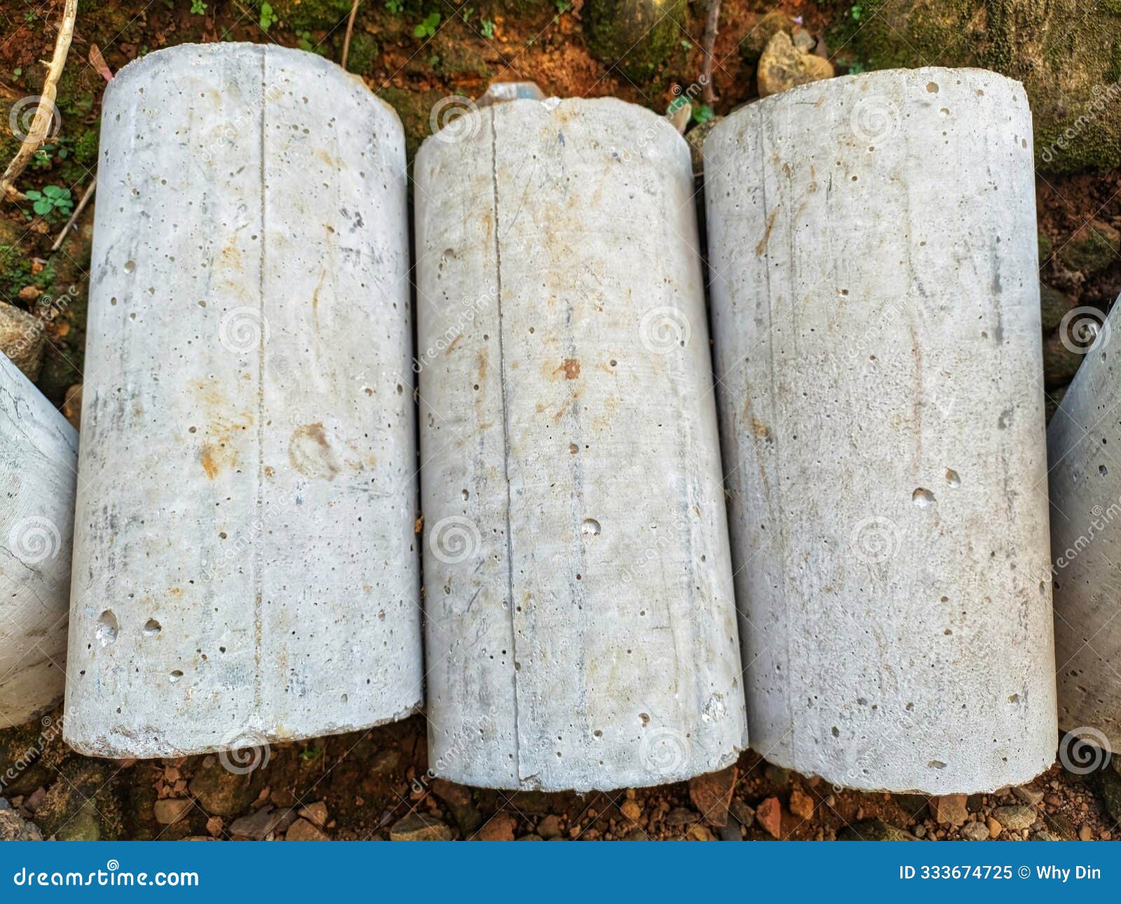Close-up of Cylindrical Concrete Rods Used in Building Construction ...