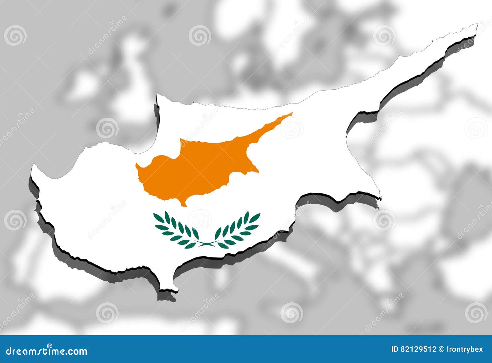 Close Up on Cyprus Map on Europe Background Stock Illustration ...