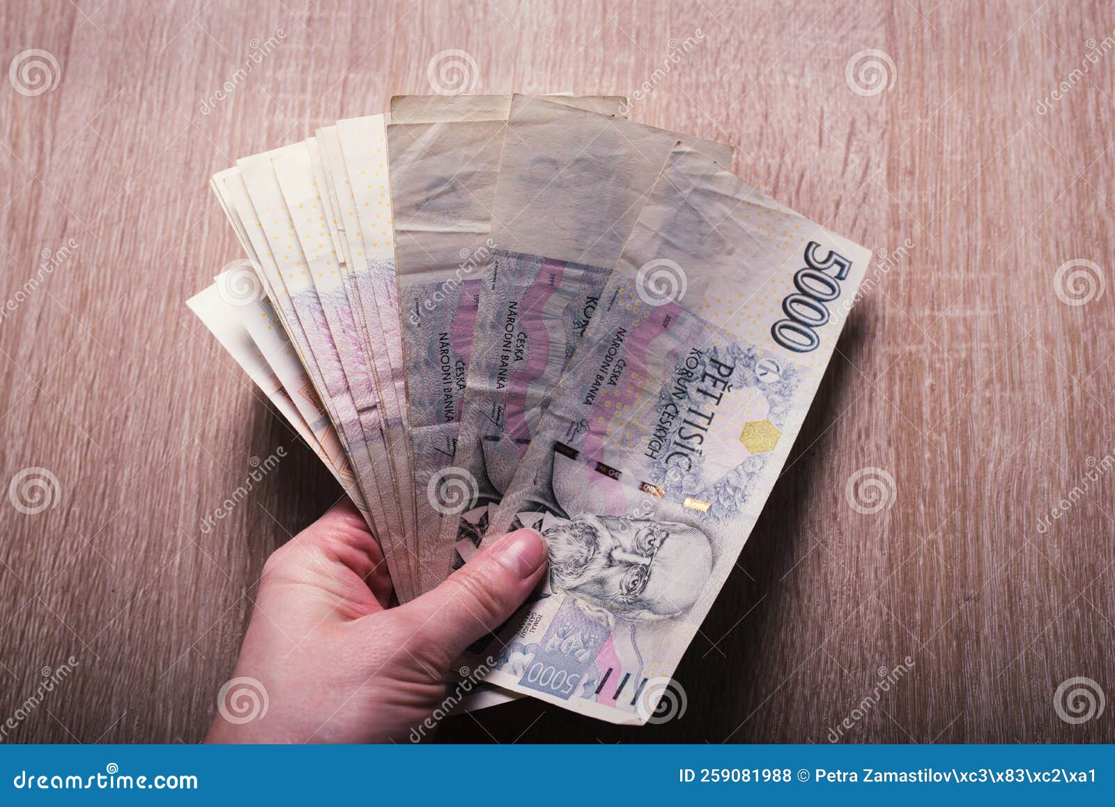 Close Up on Czech Money Laying on the Table. Different Value of the ...