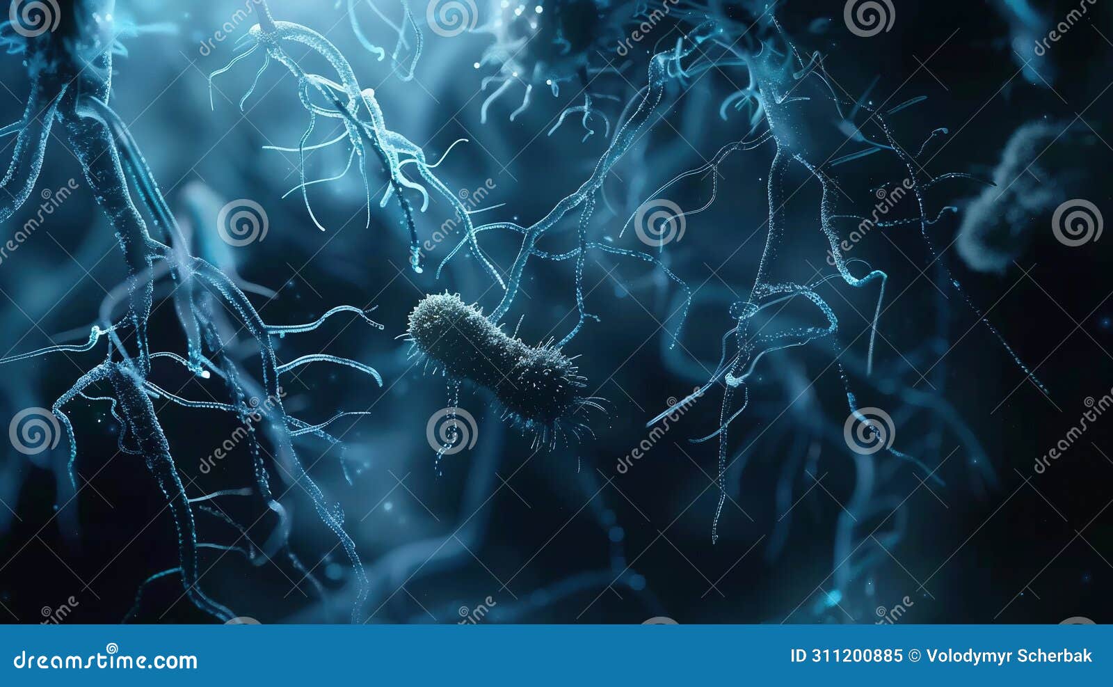 Close Up of Microscopic Blue Bacteria Stock Illustration - Illustration ...