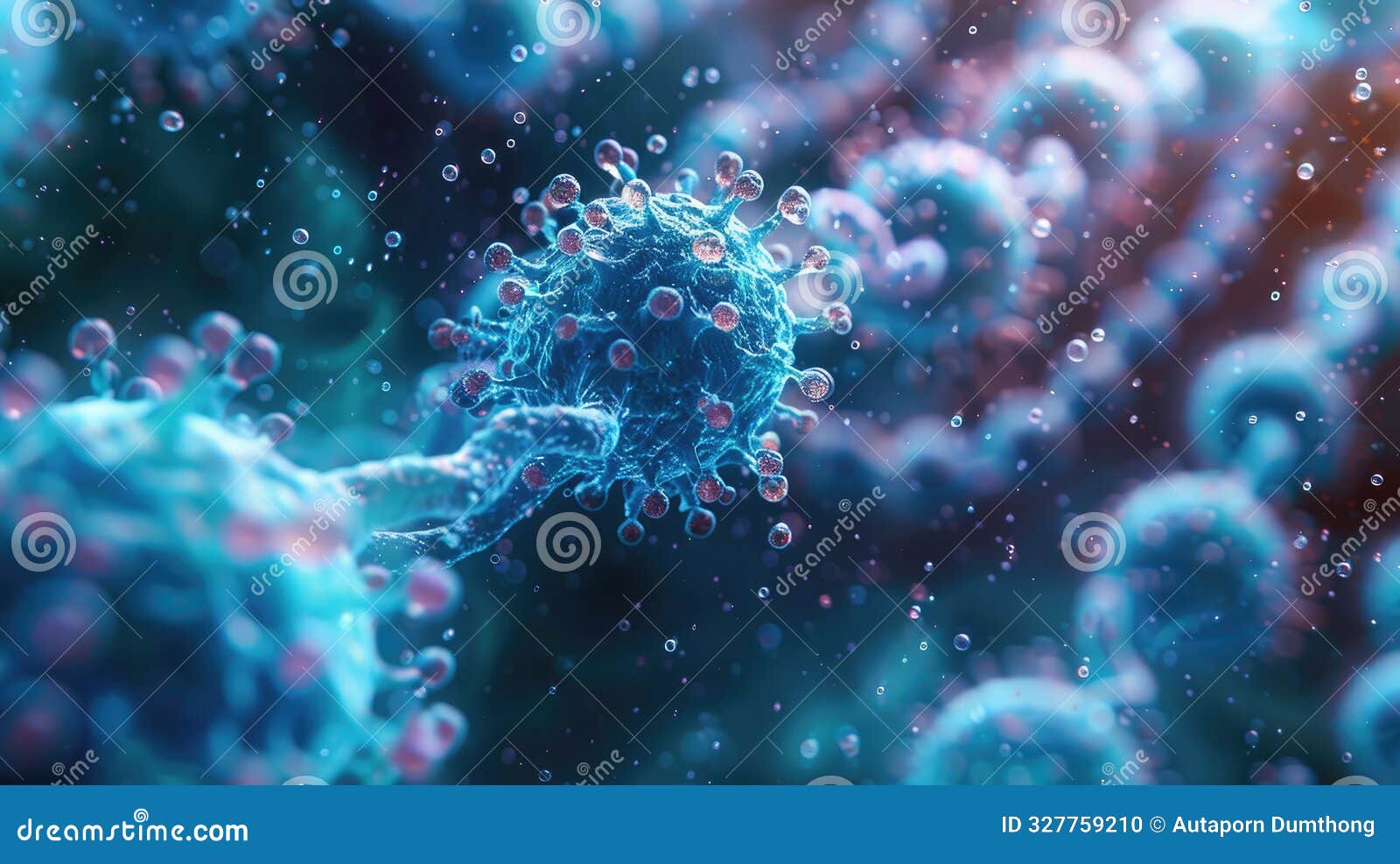 Close Up of 3d Microscopic Blue Bacteria Stock Illustration ...