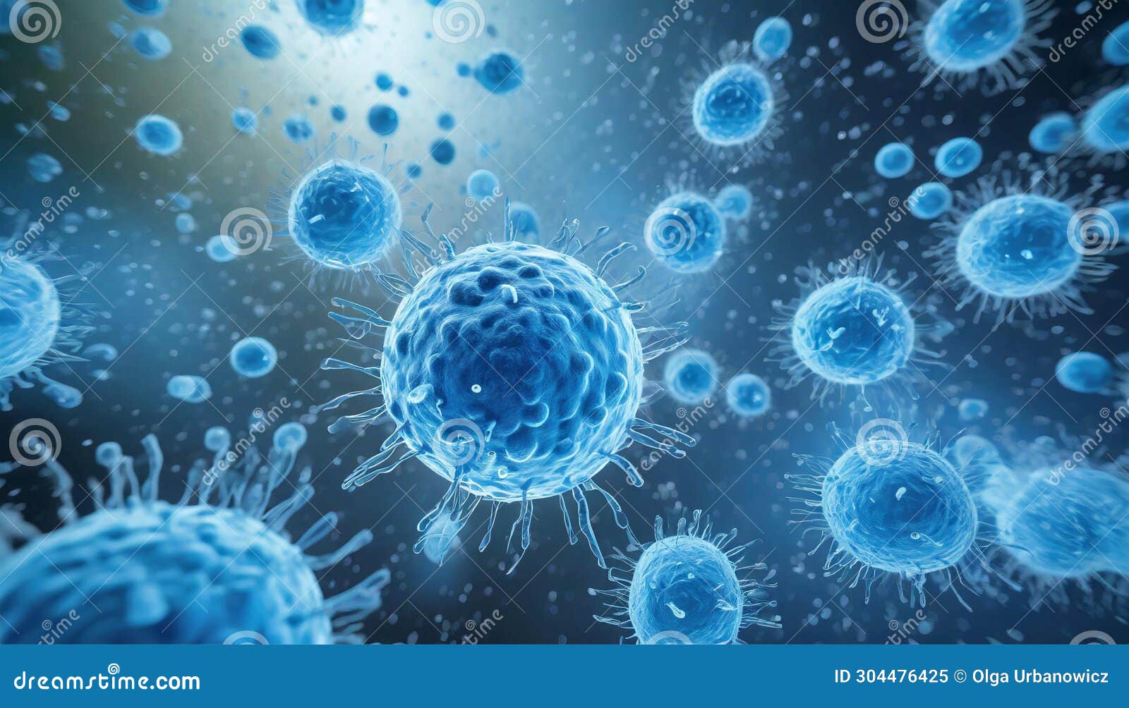 Close Up of 3d Microscopic Blue Bacteria Stock Illustration ...