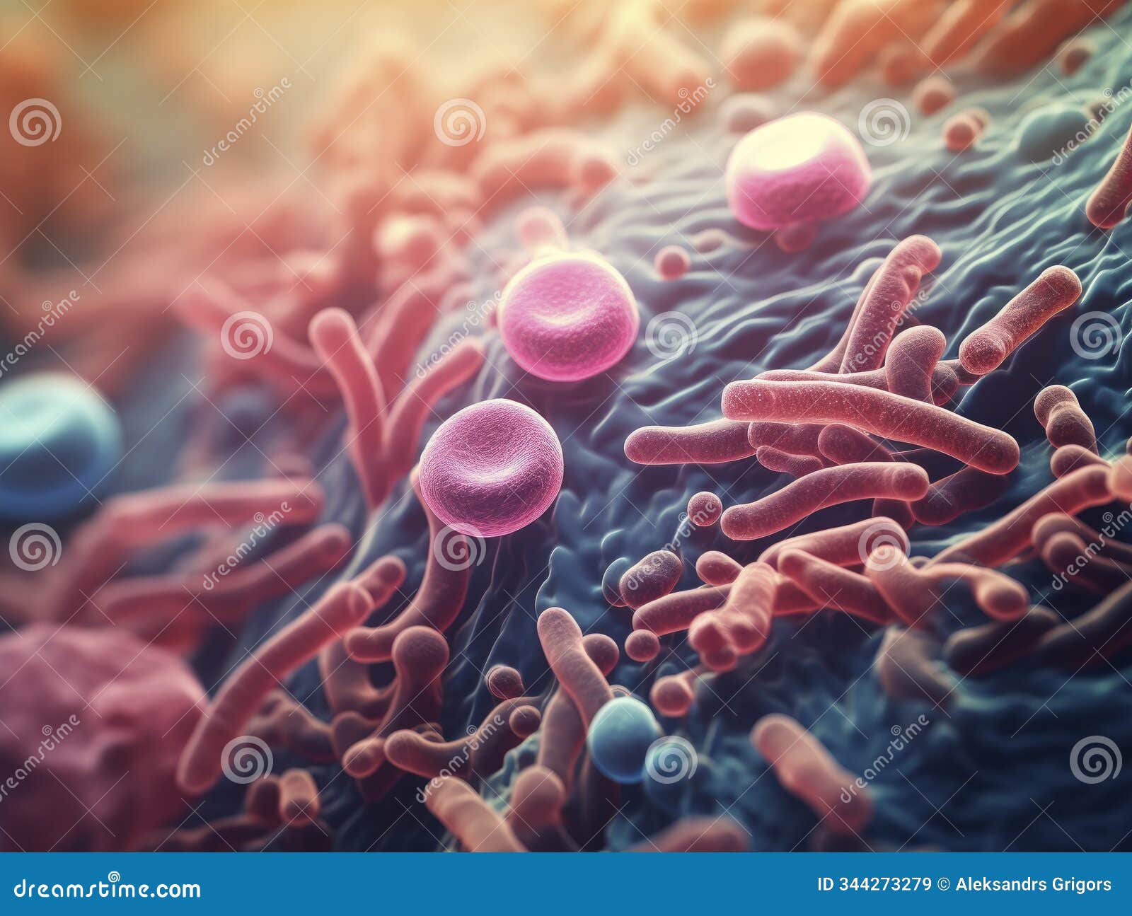 Close-up 3d Picture of Bacteria Under Microscope Stock Illustration ...