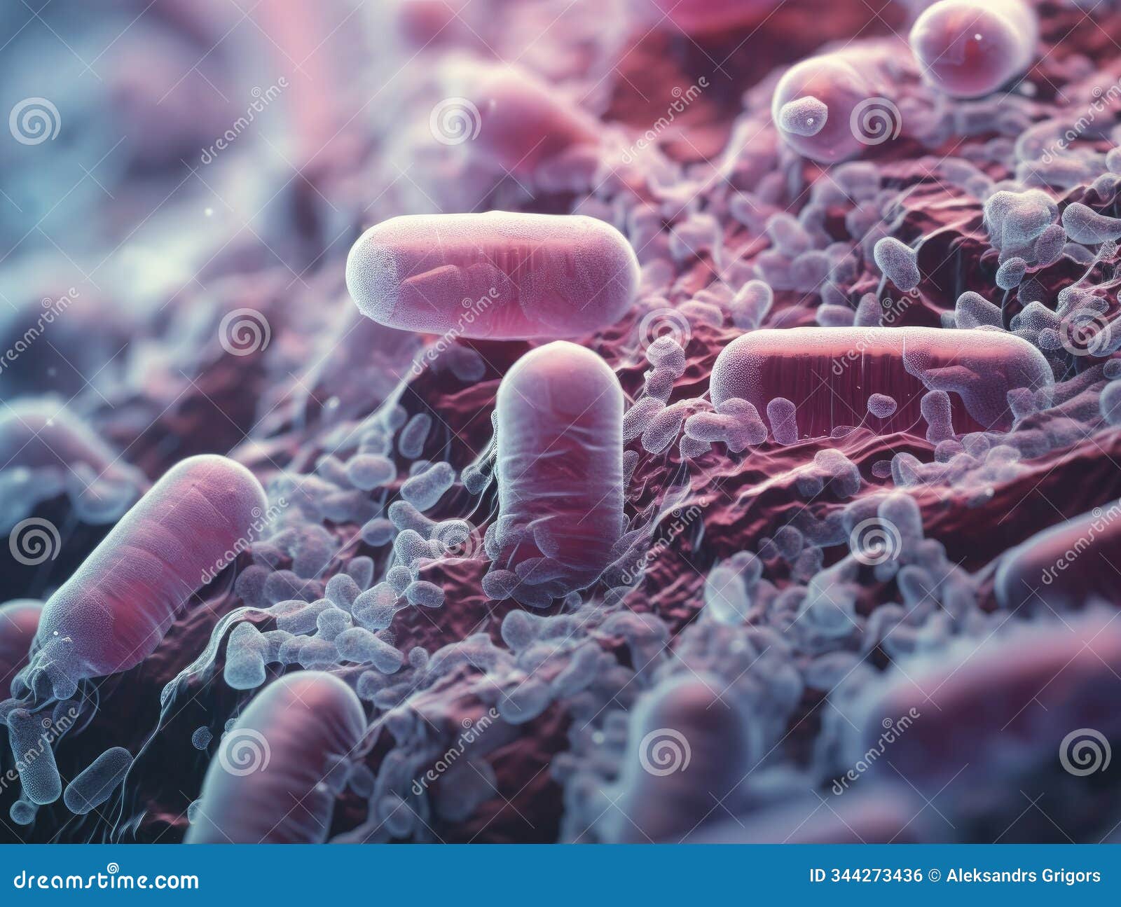 Close-up 3d Picture of E. Coli Bacteria Under Microscope Stock Photo ...