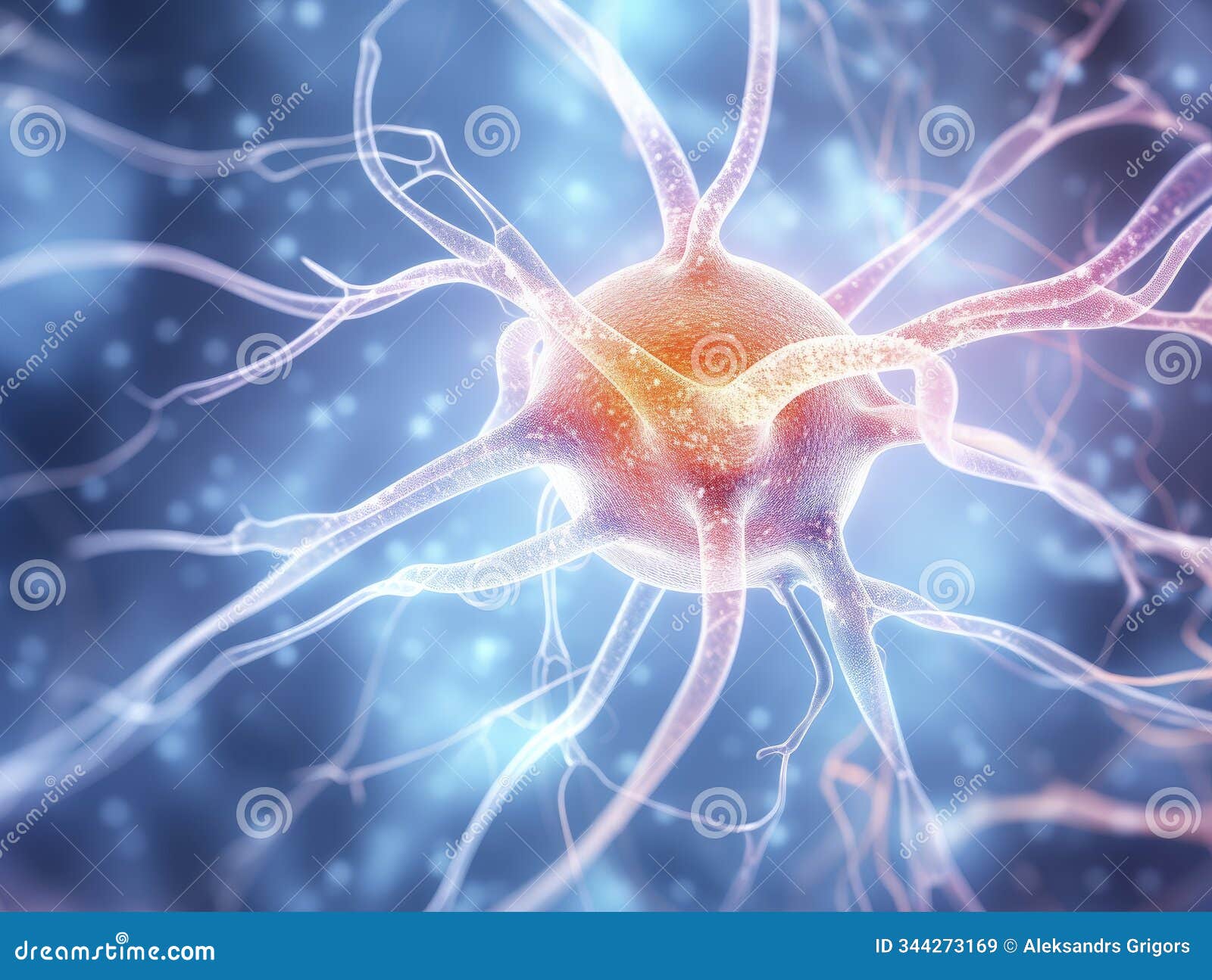 Close-up 3d Picture of Single Brain Neuron Under Microscope Stock Image ...