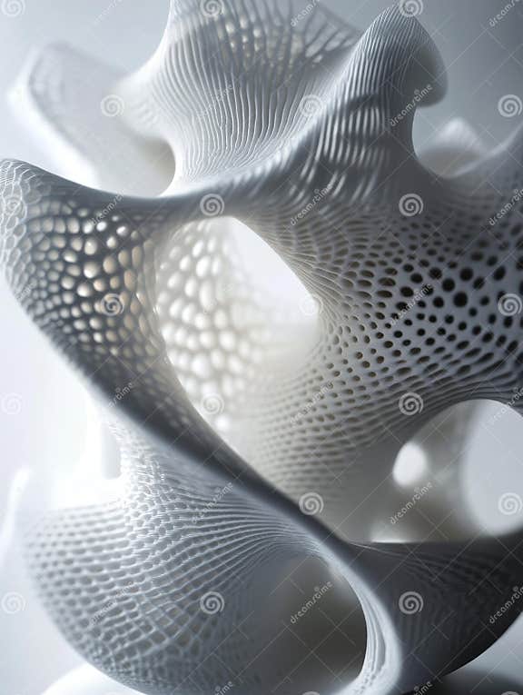 A Close-up of a 3D Printed Ceramic Sculpture with Intricate Texture ...